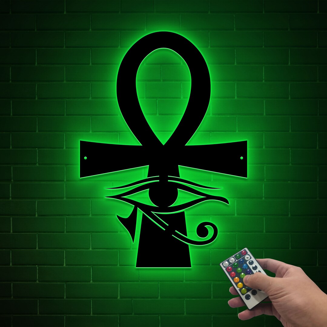 Ankh Eye of Horus Metal Wall With Led Light, Eye of Horus Sign, Ankh ...