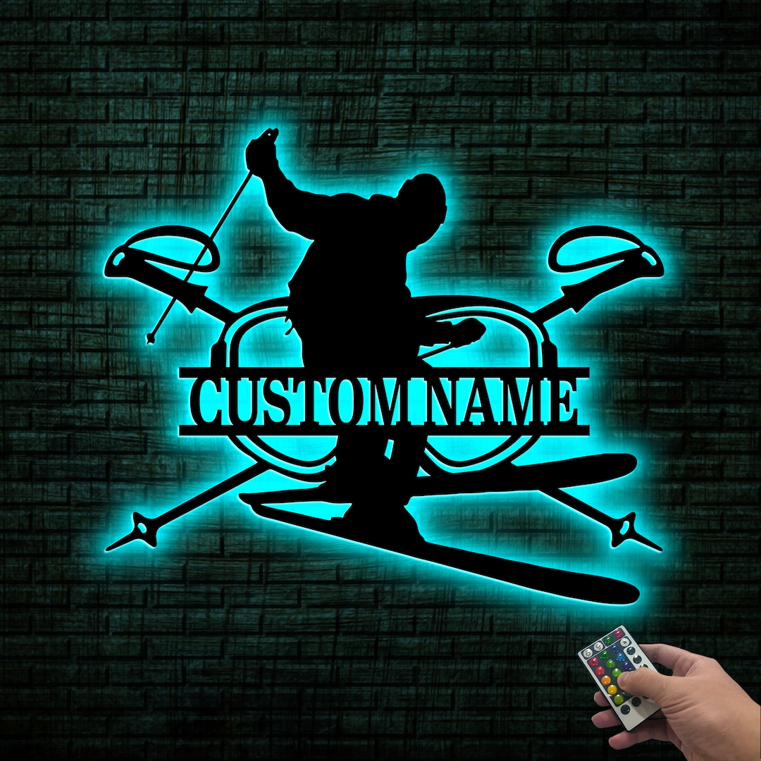 Custom Snowboarding Sign, Metal Wall With LED Light, Skiers Gift, Gift ...