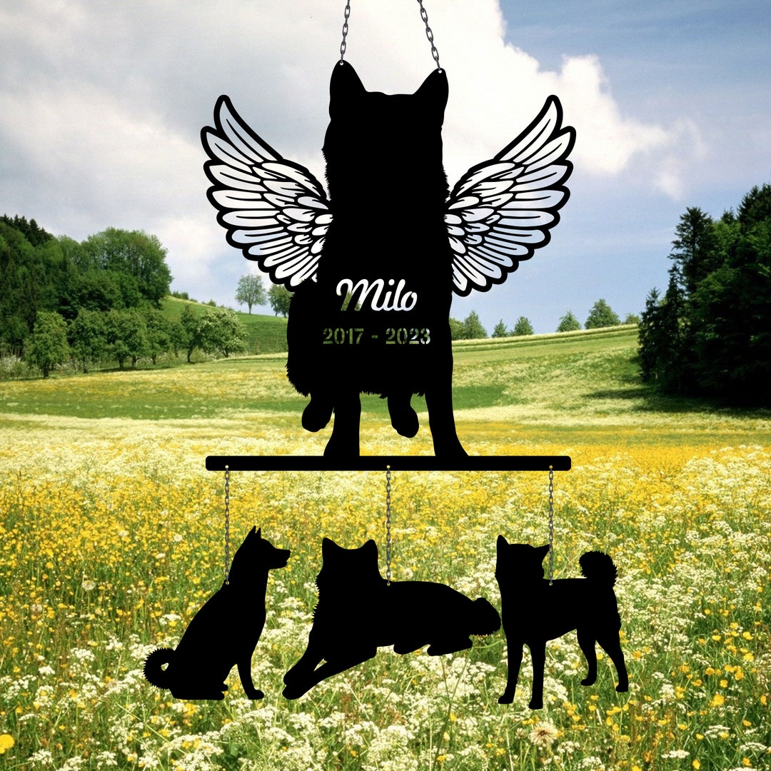 Akitas Metal Wind Chime, Custom Sign, Garden Decor, Memorial Dog Wind ...