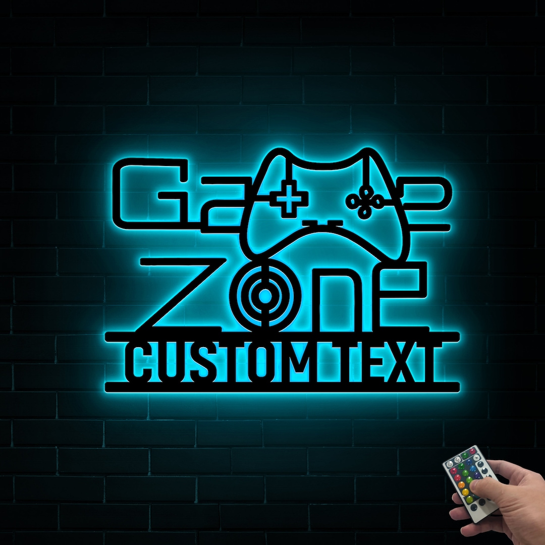 Custom Game Zone Metal Wall With Lights, Game Metal Wall Art, Game Room ...