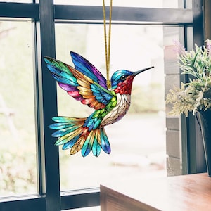 Hummingbird Colorful Acrylic Ornament, Hummingbird Christmas Ornament ...