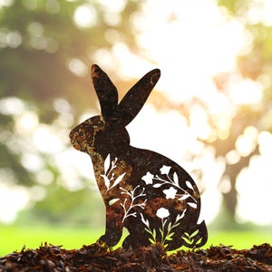 Rusty Bunny Metal Sign, Garden Decor, Rabbit Stake, Vintage Sign ...