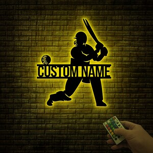 Custom Cricket Sign, Metal Wall With LED Light, Cricket Player Gift ...