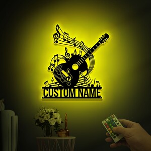 Custom Acoustic Guitar Metal Wall Art, LED Music Room Decor - Etsy