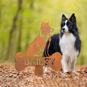 Custom Rusty Metal Border Collie Garden Stake, Dog Memorial Sign - Etsy