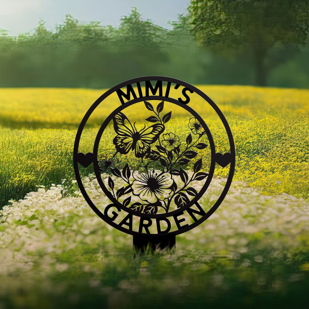 Personalized Garden Metal Sign, Gardener Name Sign, Flower Garden Sign ...