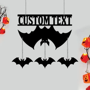 Custom Bat Metal Wind Chime, Halloween Wind Chime, Halloween Outdoor ...