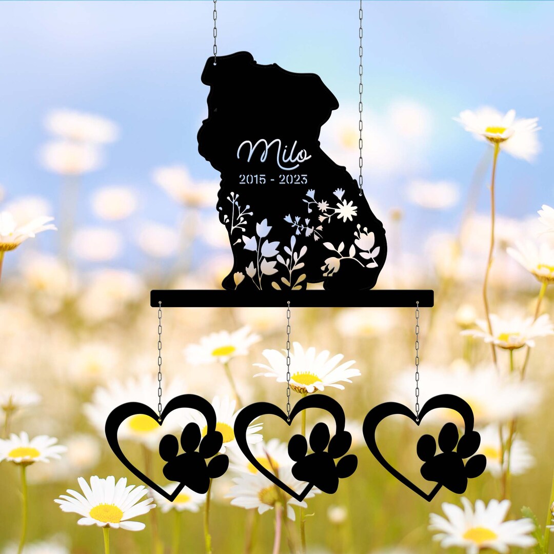 Flower Bichons Frises Metal Wind Chime, Custom Sign, Memorial Wind ...