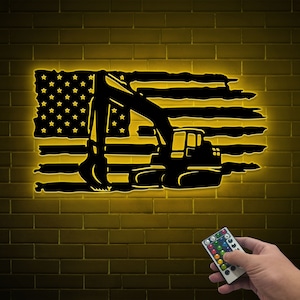 Excavator Signs With LED Lights, Excavator Name Sign, Excavator Signs ...