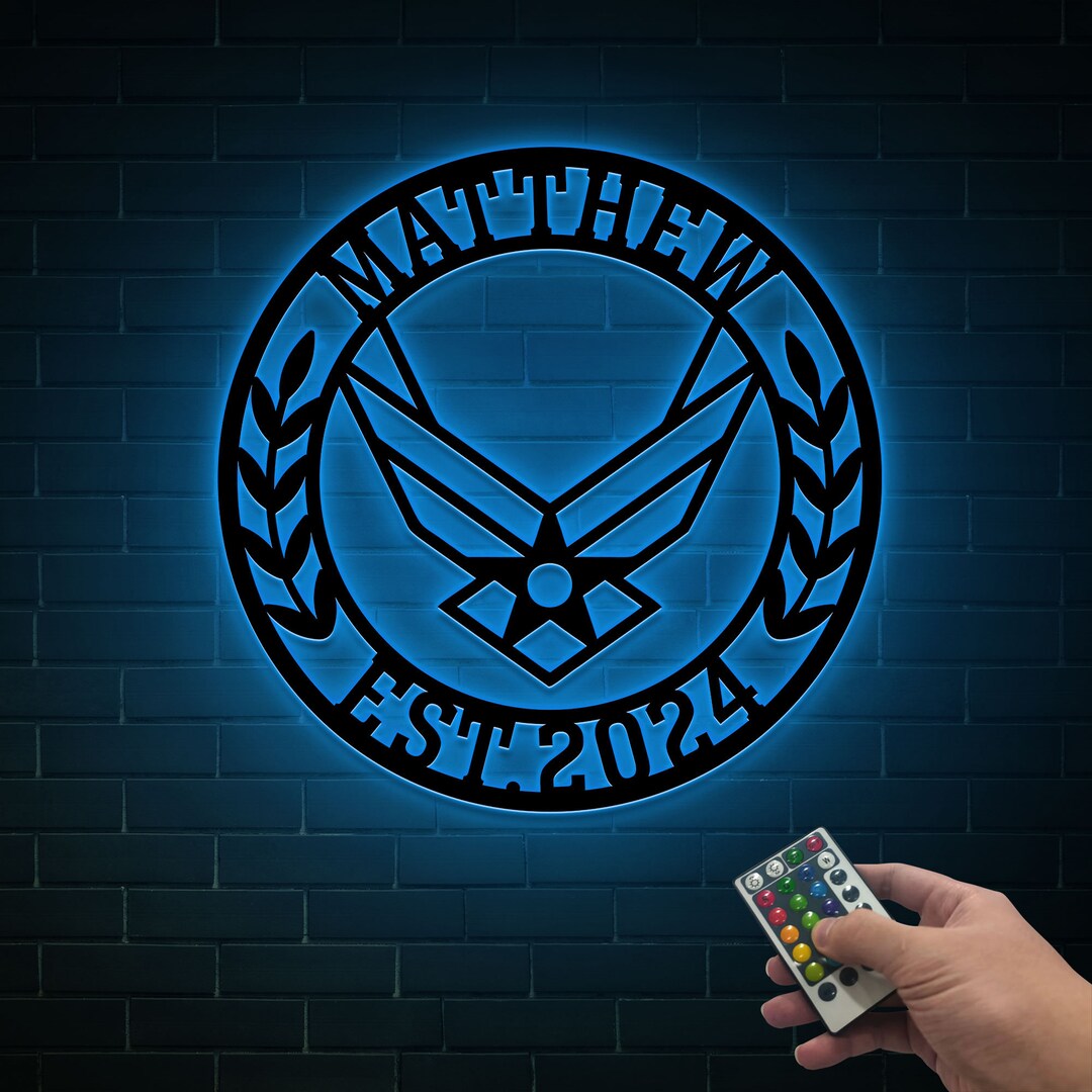 Custom US Air Force Metal Sign With Led Light, Soldier Name Sign ...