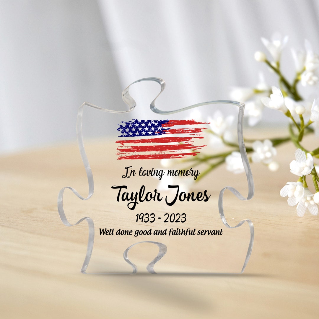Personalized Acrylic Puzzle, Memorial Gift for Veterans, Sympathy Gift ...