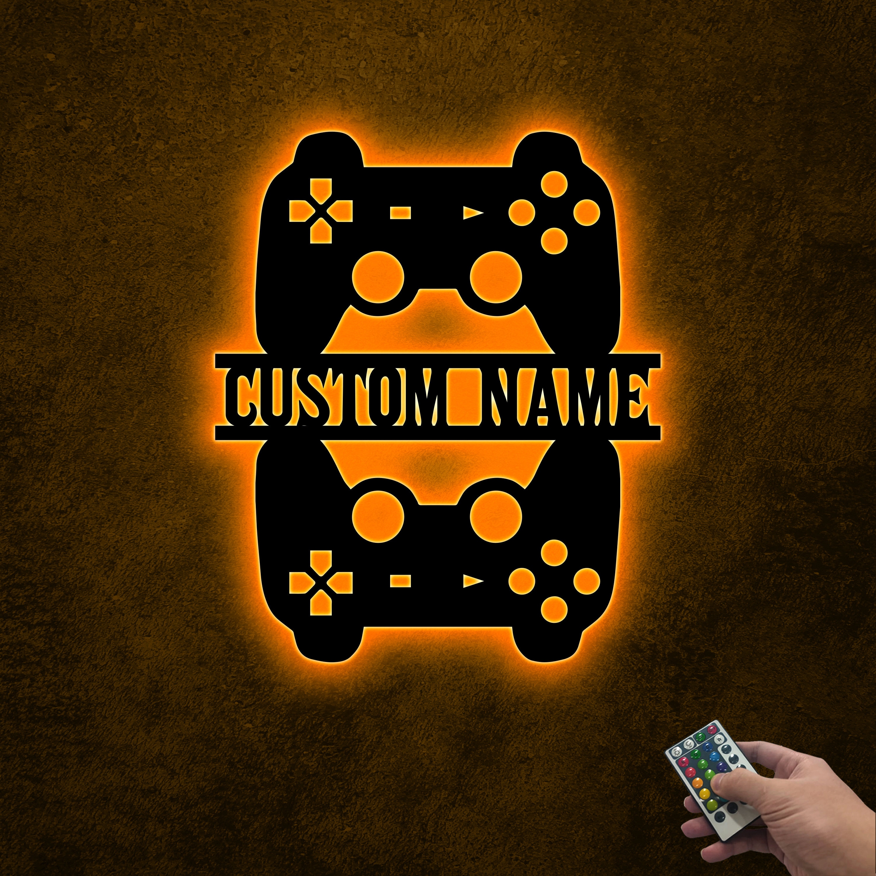 Custom Name Game Controller Metal Wall Art With LED Light - Etsy