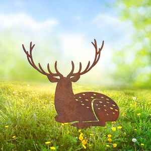 Deer Rusty Metal Sign, Deer Garden Stake, Rustic Garden Decor, Rusted ...