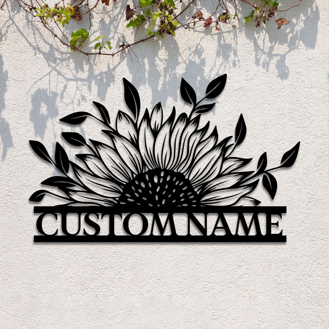 Half Sunflower Metal Sign With LED Light, Custom Sunflower Wall Art ...