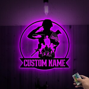 Custom Military Metal Sign With LED Lights, Veteran Gift - Etsy