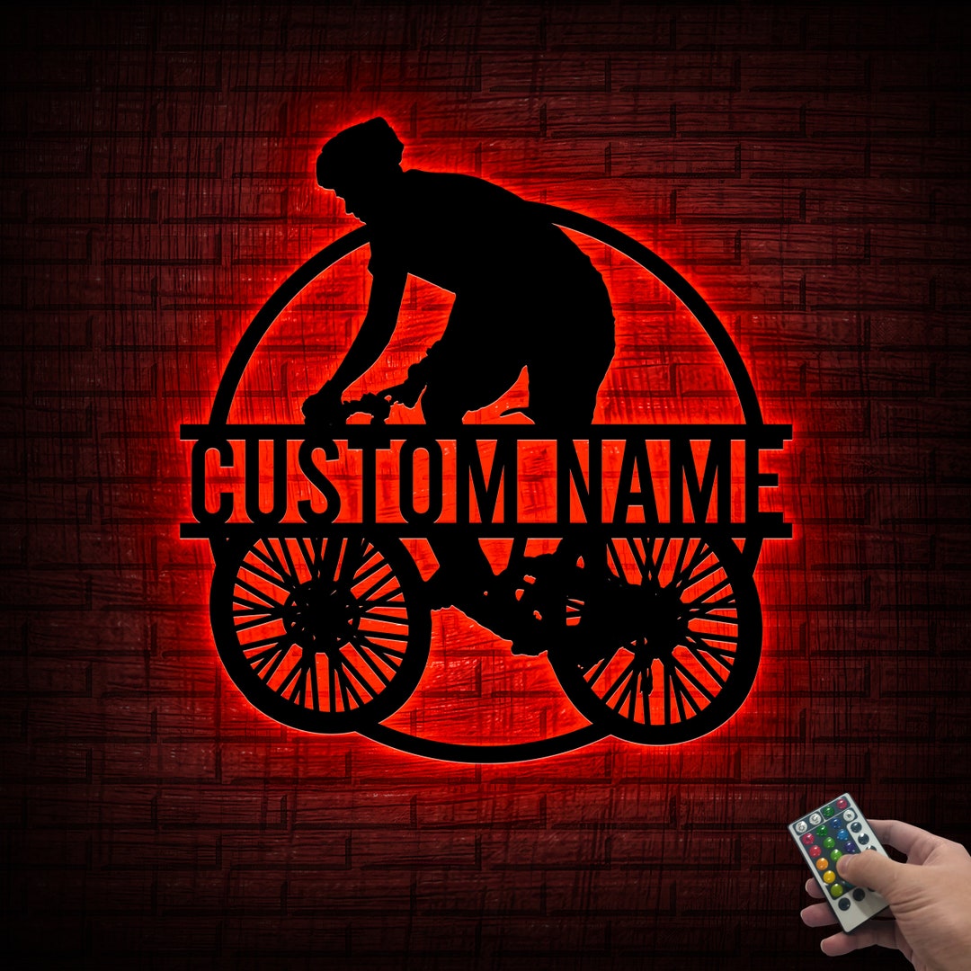 Custom Cycling Metal Sign, LED Wall Decor, Cyclist Gift - Etsy
