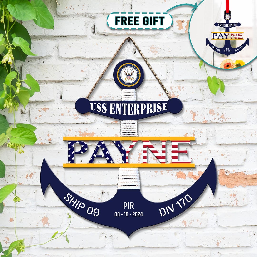 Personalized Navy Anchor Wood Sign, Flag Anchor, PIR Anchor Decor, Navy ...