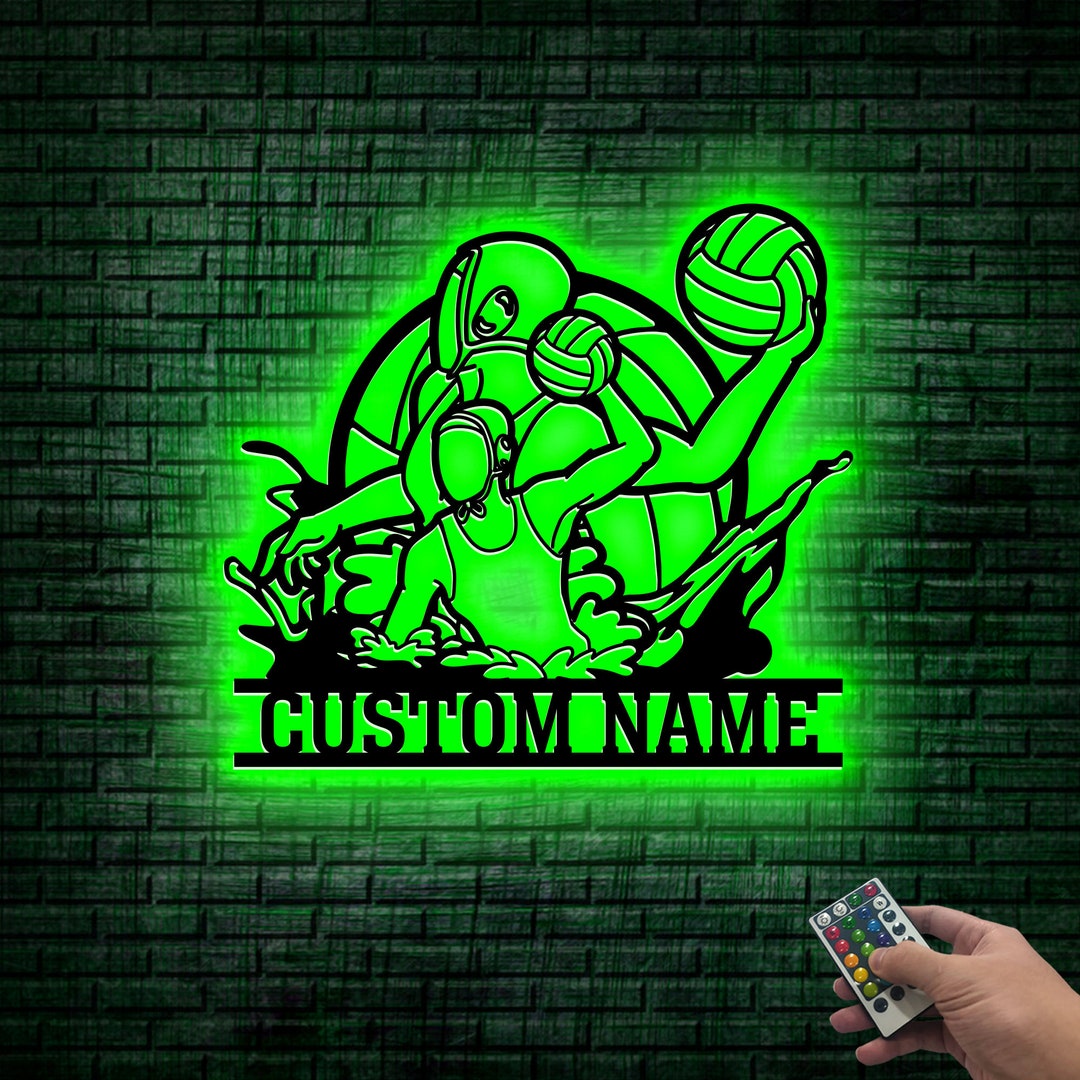 Custom Water Polo Sign, Metal Wall With LED Light, Water Polo Player ...