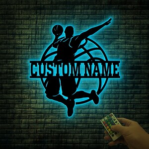 Custom Basketball Sign, Metal Wall With LED Light, Basketball Player ...