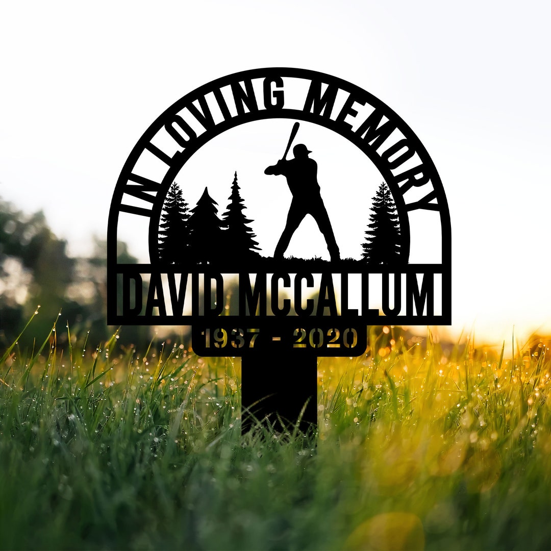 Personalized Baseball Memorial Metal Stake, in Loving Memorial ...