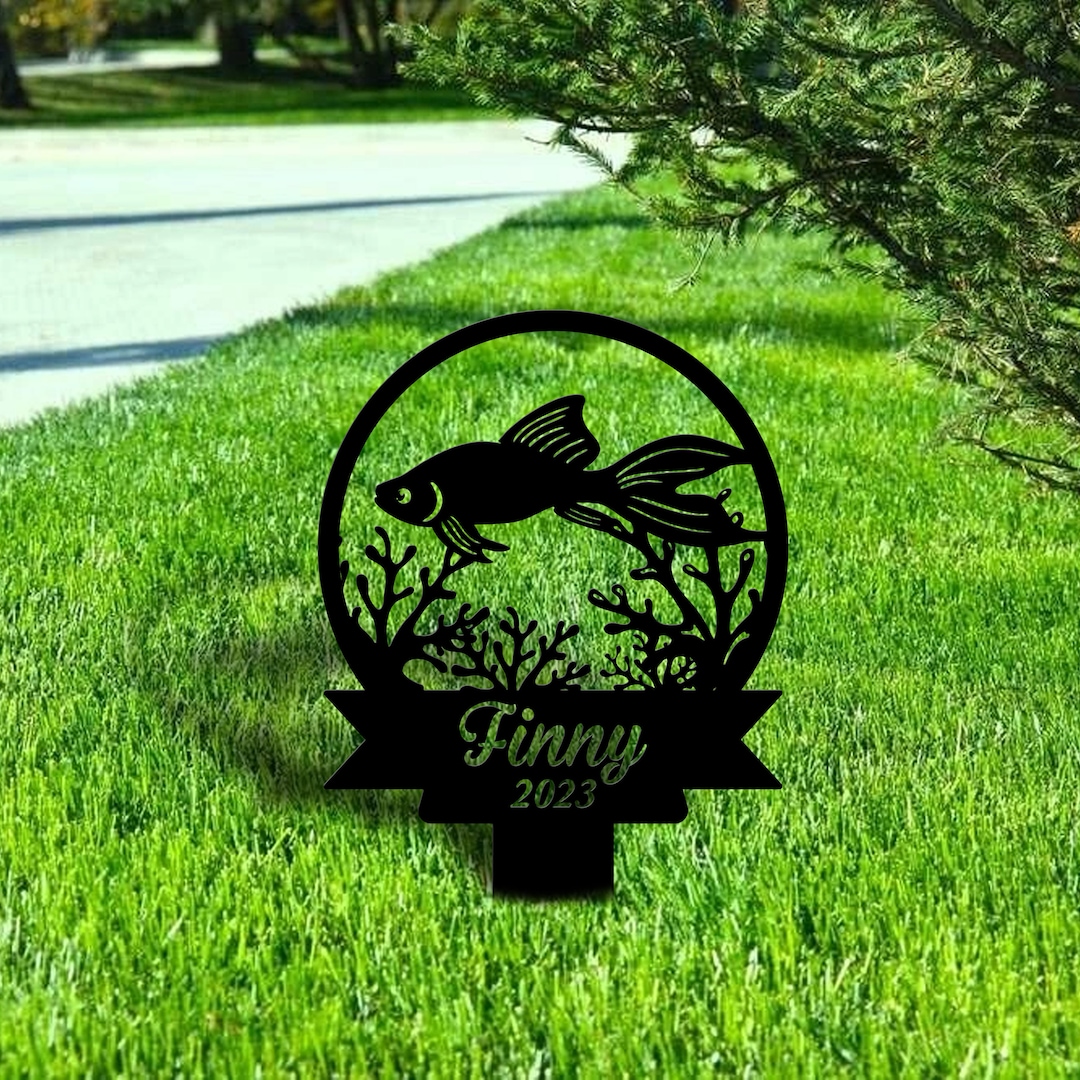 Custom Fish Memorial Metal Stake, in Loving Memory, Fish Loss ...