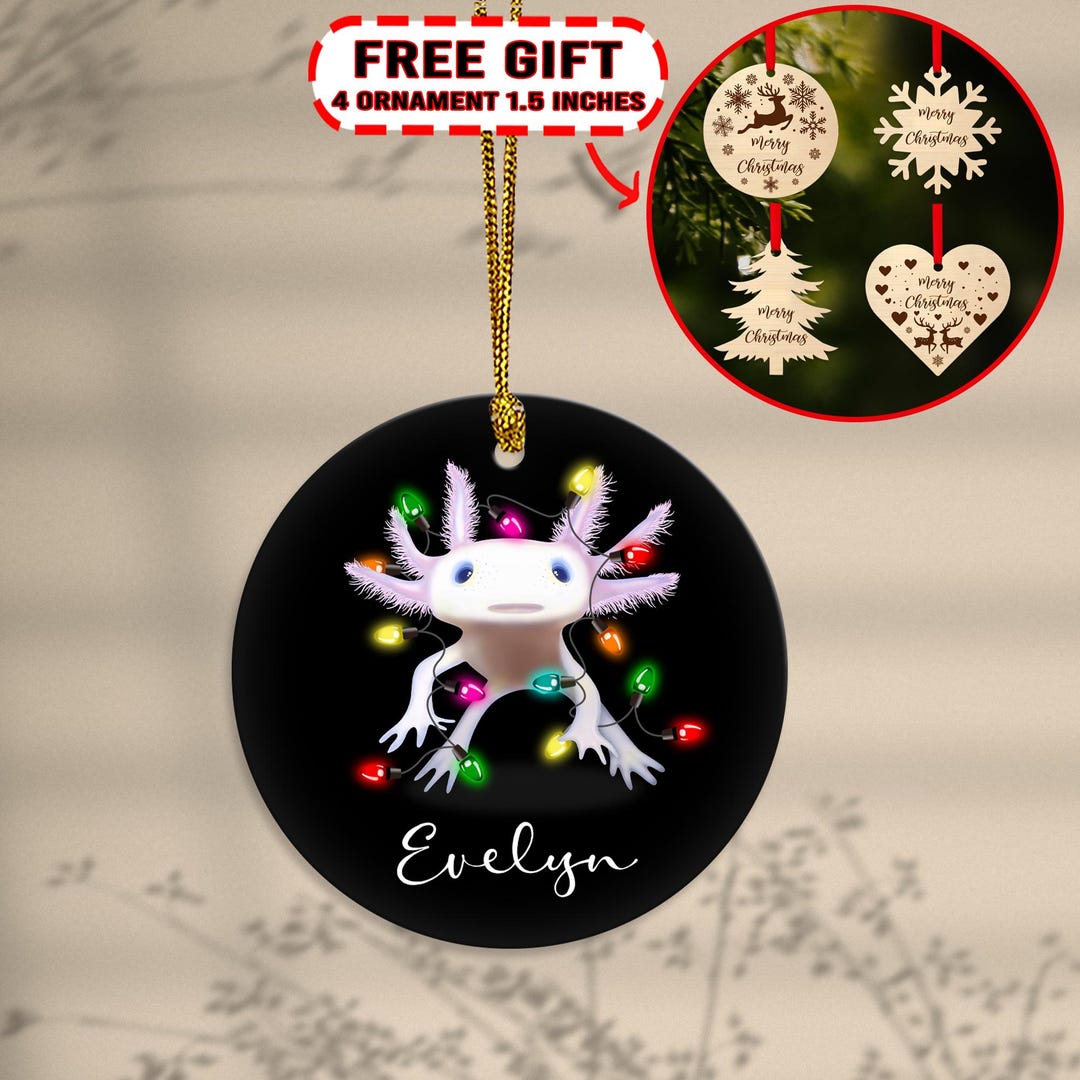 Custom Axolotl Ornament, Ceramic Ornament, Xmas Tree Hanging, Christmas ...