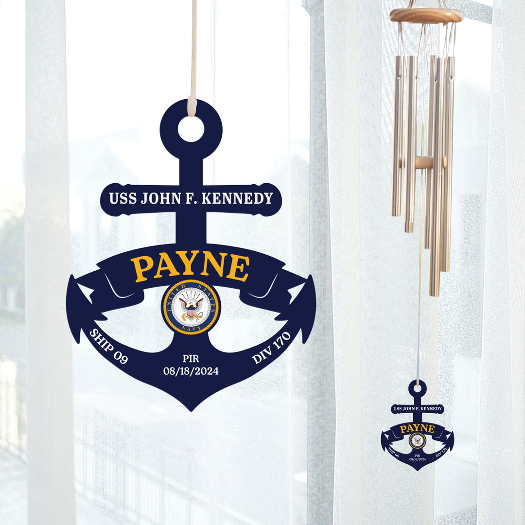 Personalized Navy Anchor Wind Chime, Navy Graduation Gift, PIR Sailor ...
