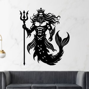 Merman King Metal Wall Art With Lights, Merman Metal Wall Hanging ...