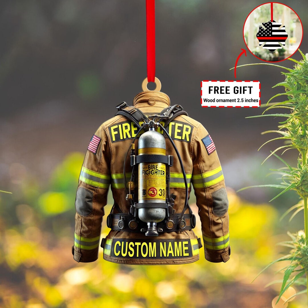 Custom Firefighter Ornament, Firefighter Uniform Wood Ornament ...