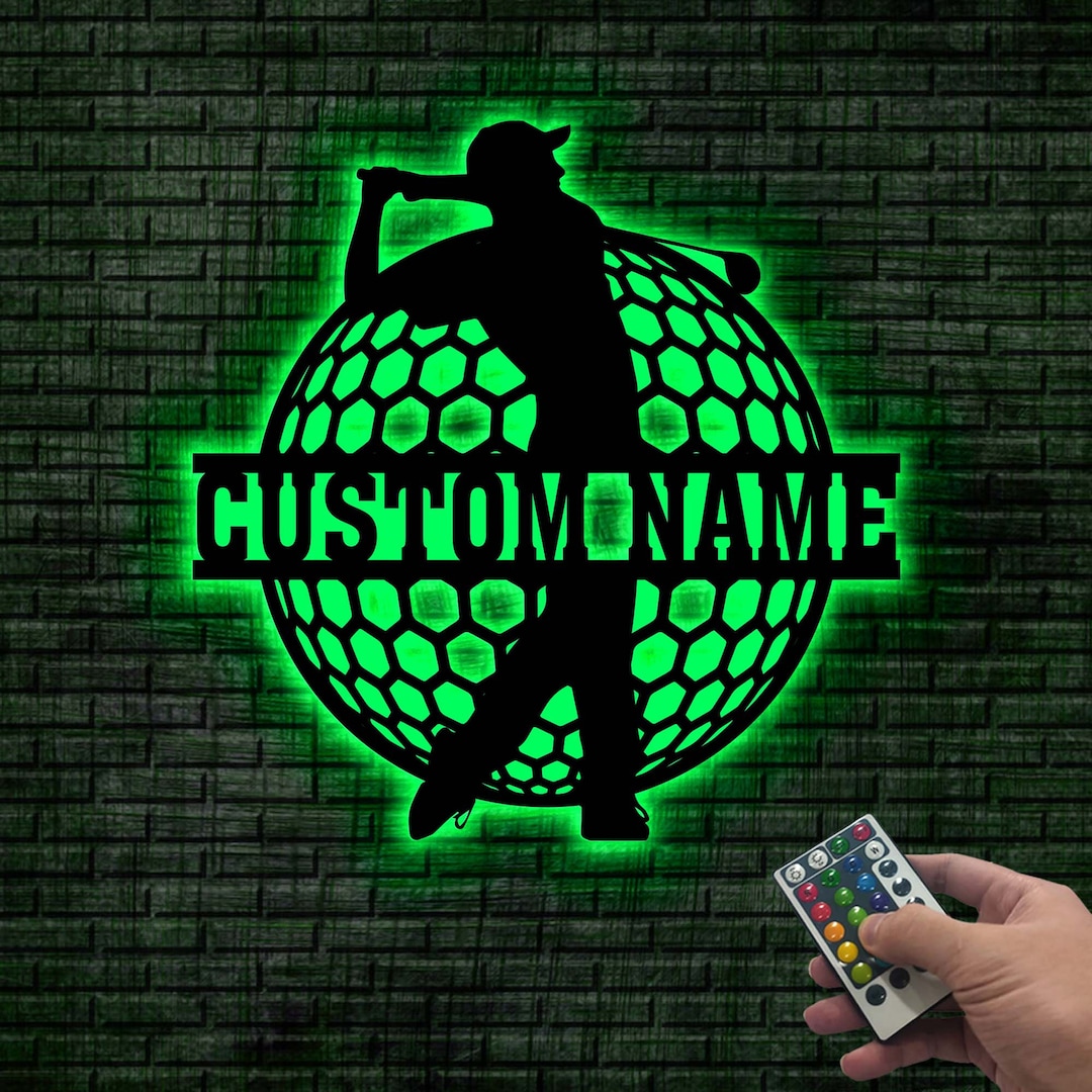 Custom Golf Sign, Metal Wall With LED Light, Golfer Gift, Man Cave ...