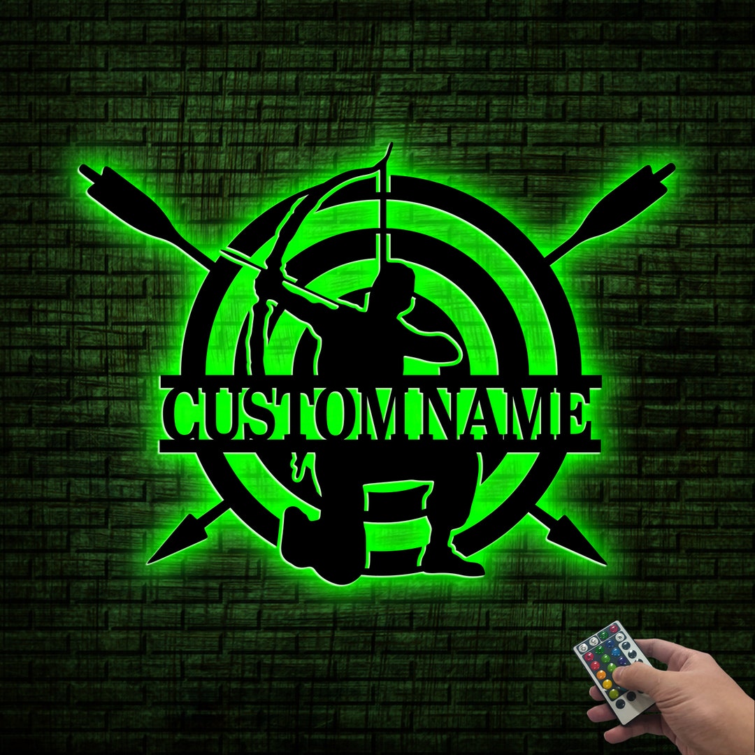 Custom Archery Sign, Metal Wall With LED Light, Archery Player Gift ...