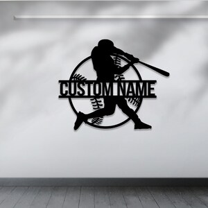 Custom Baseball Sign, Metal Wall With LED Light, Baseball Player Gift ...