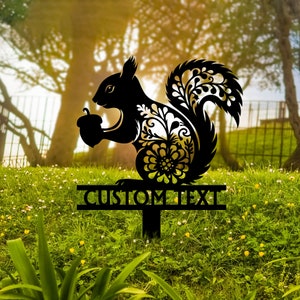 Personalized Squirrel Metal Garden Stake, Custom Squirrel Name Sign ...