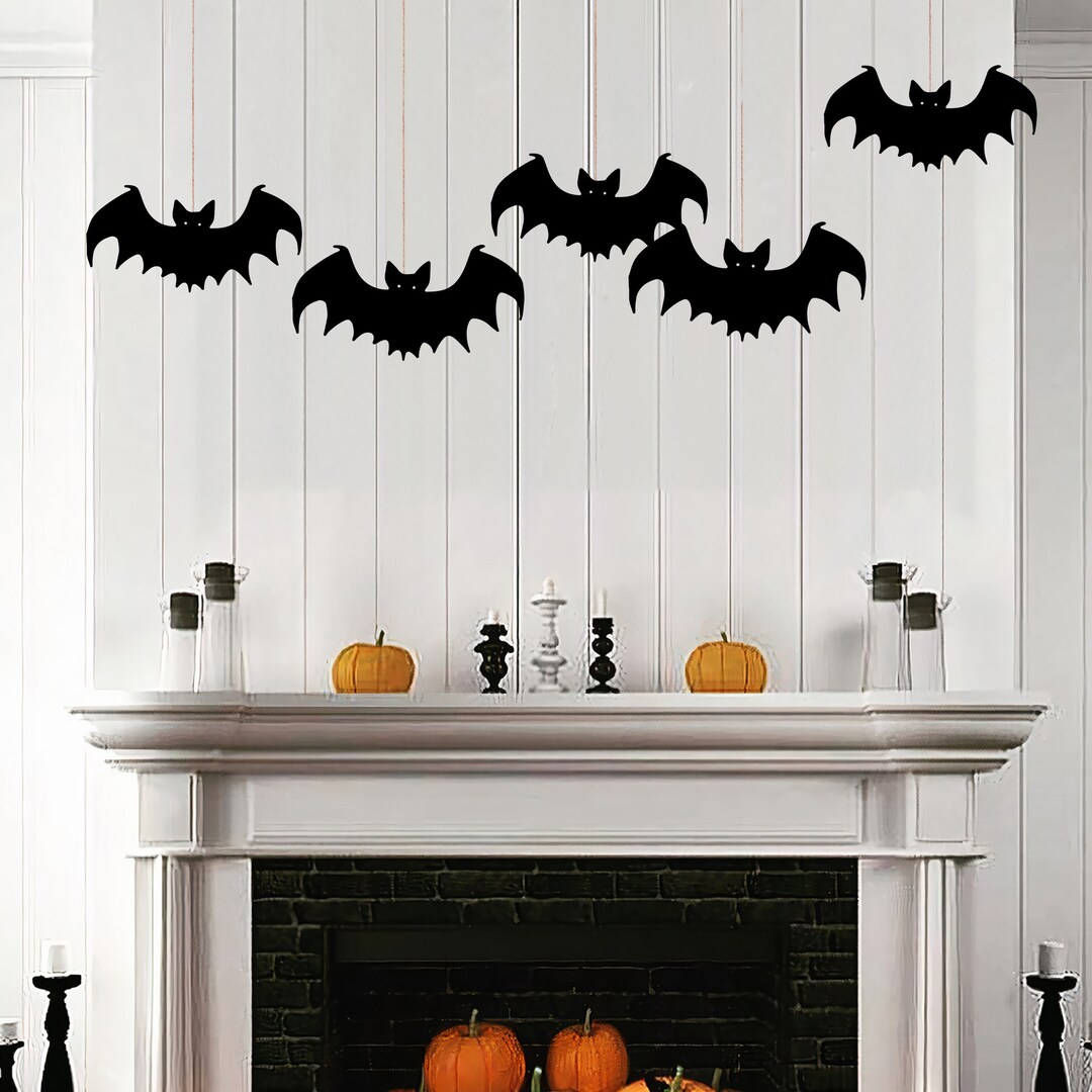 Set of Hanging Bats Sign, Metal Bat, Halloween Decor, Hanging Halloween ...