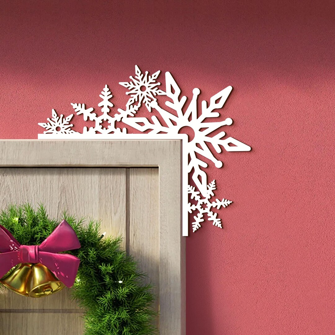 Christmas Door Corner Metal Sign, Snowflake Door Corner, White ...