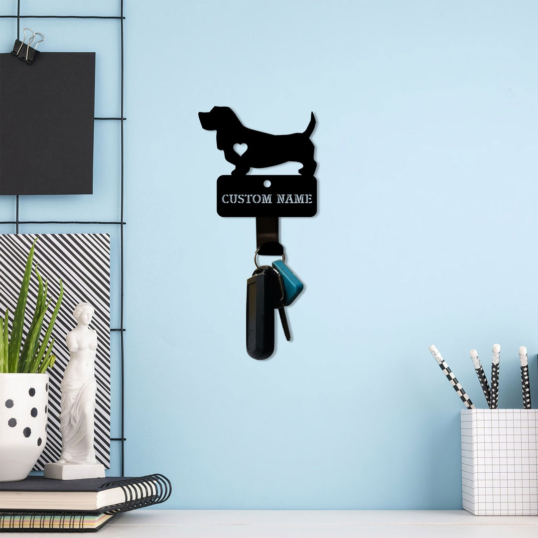 Basset Hounds Dog, Metal Key Holder, Mini Sign, Cute Decor, Custom Key ...