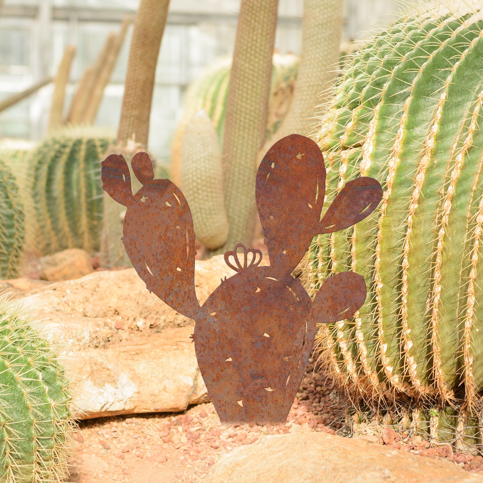 Metal Prickly Pear Cactus Yard Art, Metal Cactus, Rusty Desert Garden ...
