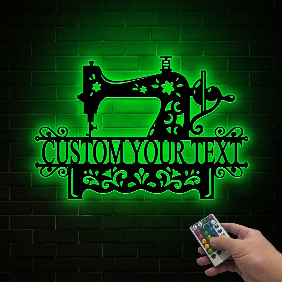 Personalized Sewing Machine Metal Sign With Light, Quilting Sign ...