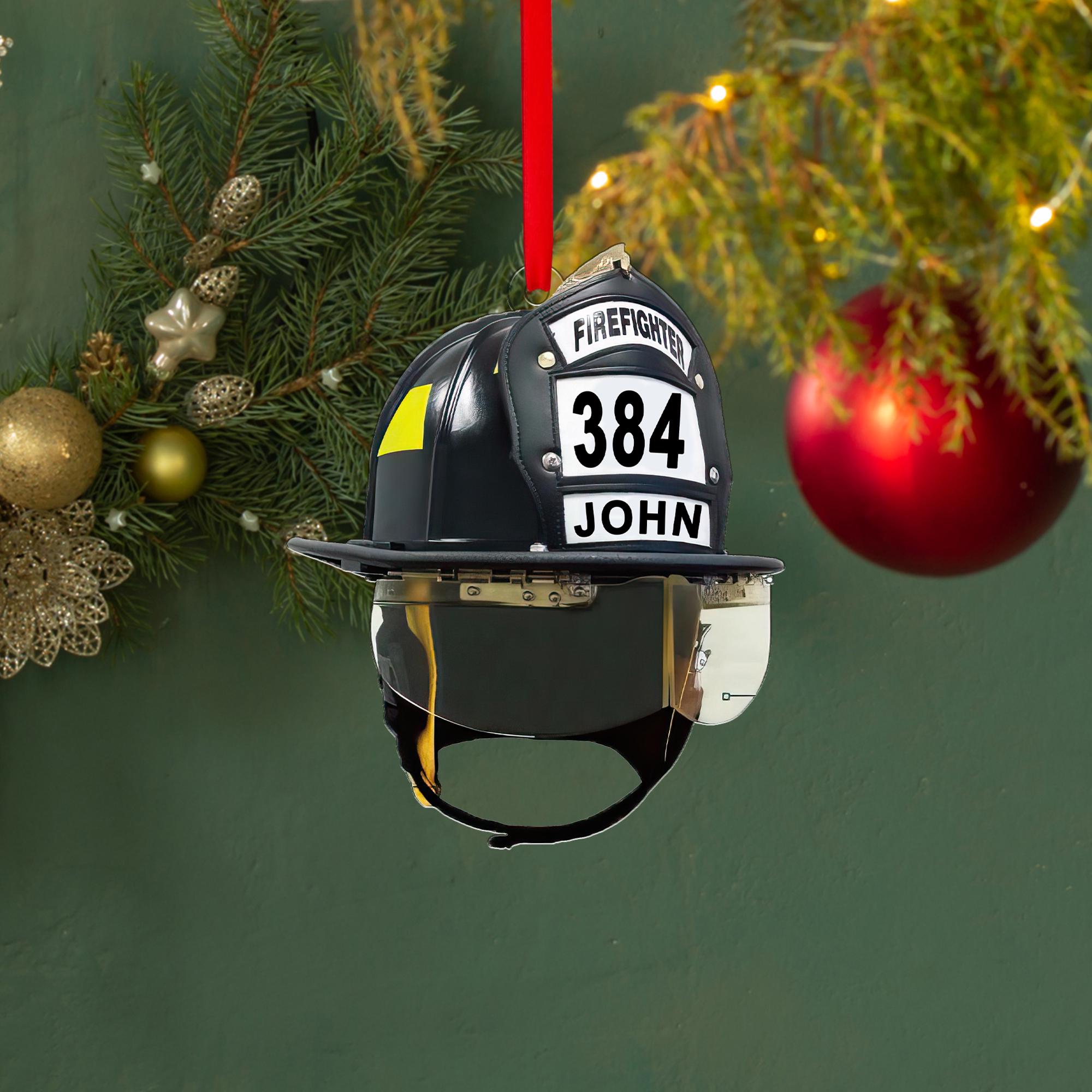 Custom Firefighter Helmet Acrylic Ornament, Firefighter Gift, Xmas ...
