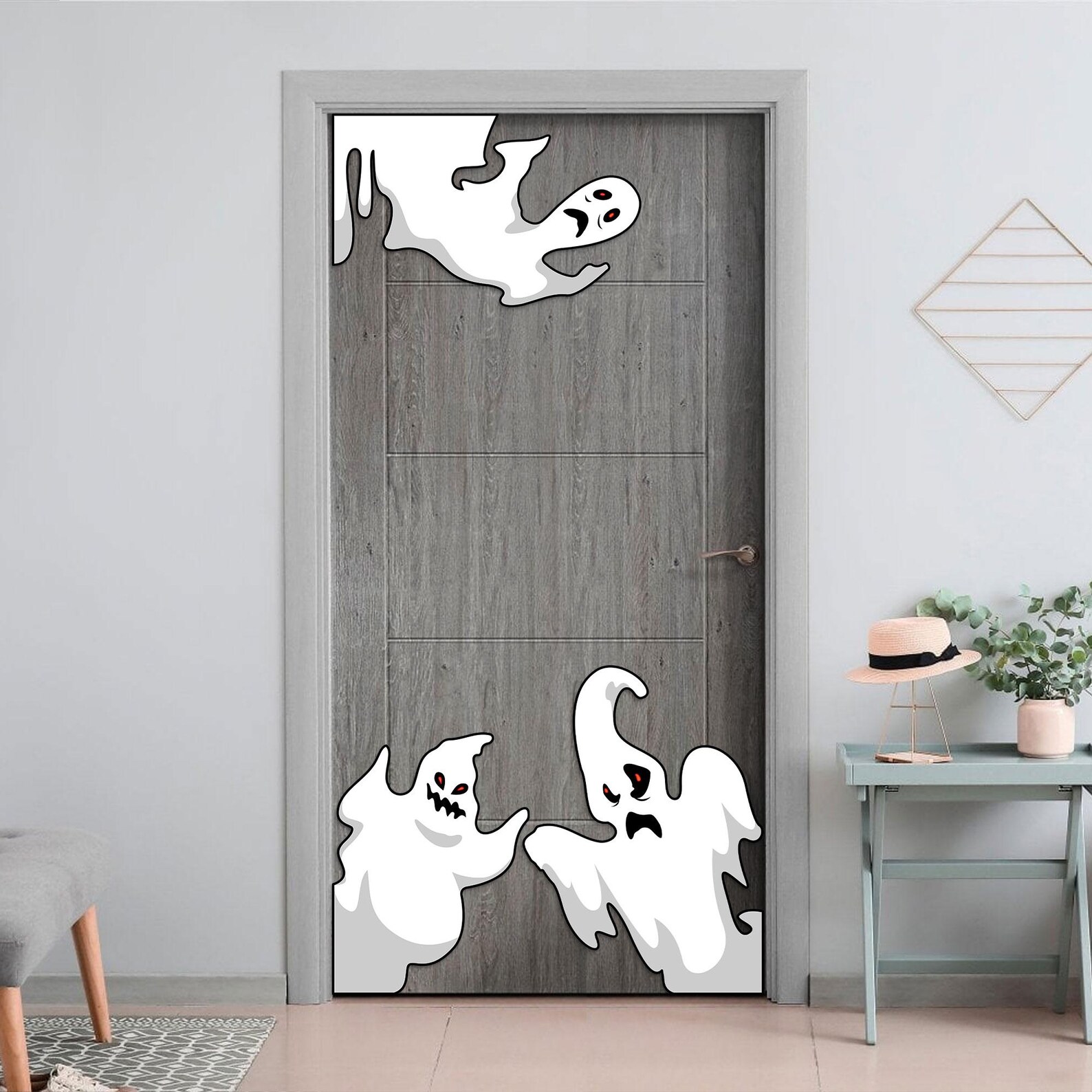 Ghosts Set of 3 Wooden Halloween Door Corner, Halloween Corner Sign ...