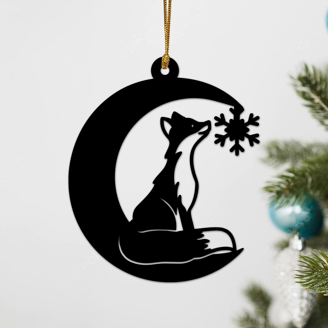 Fox on the Moon, Metal Ornament, Christmas Gift, Xmas Sign, Fox and ...