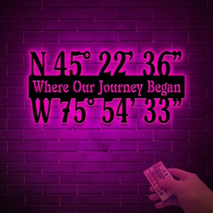 Custom GPS Coordinates Metal Wall Art, Latitude Longitude Sign ...