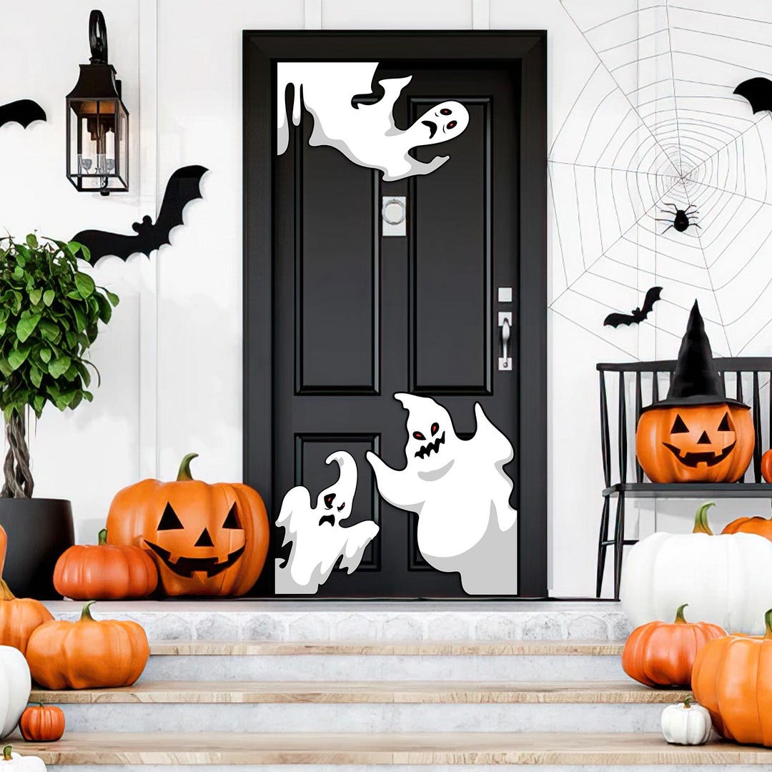 Ghosts Set of 3 Wooden Halloween Door Corner, Halloween Corner Sign ...