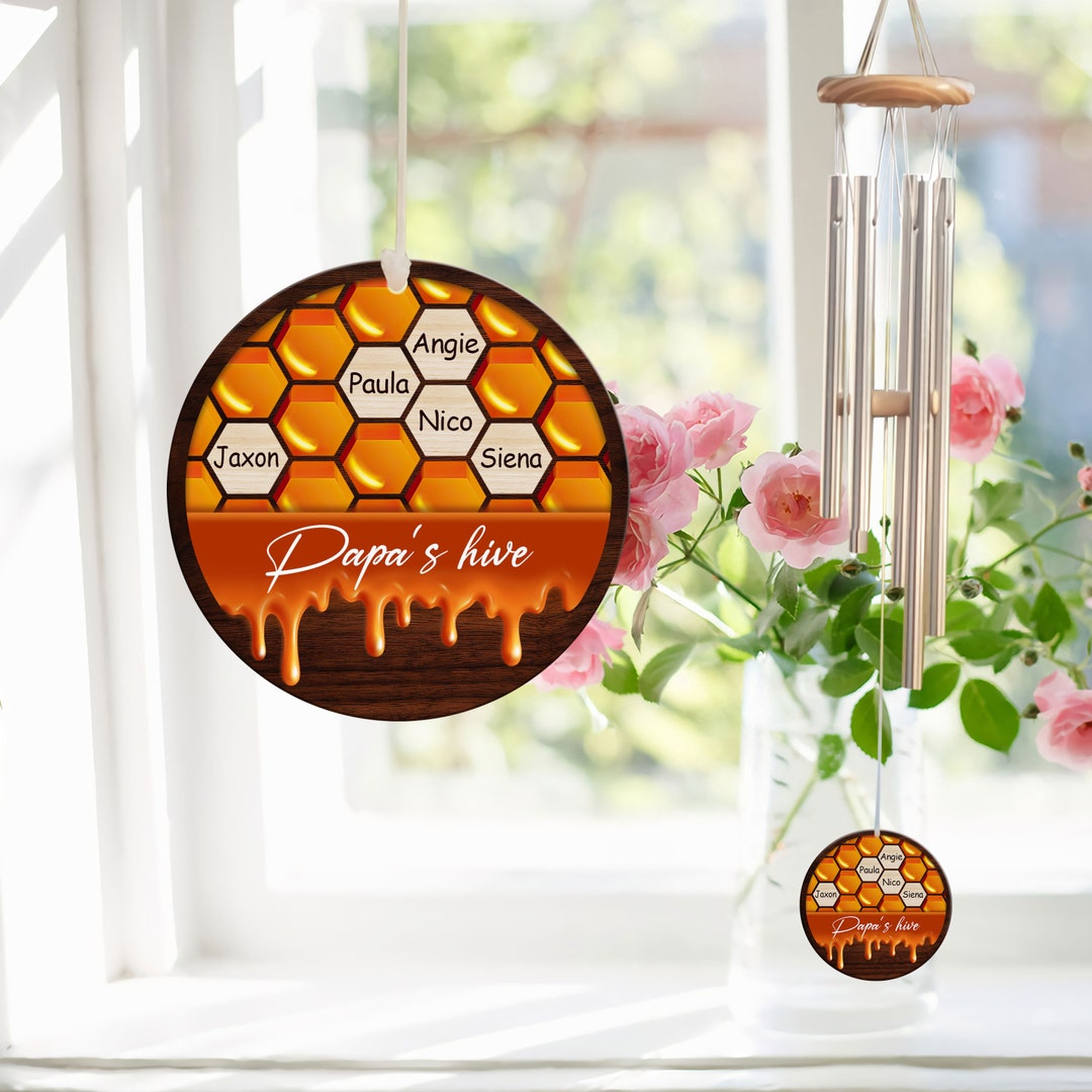 Personalized Bee Hive Wind Chime, Custom Family Name Sign - Etsy