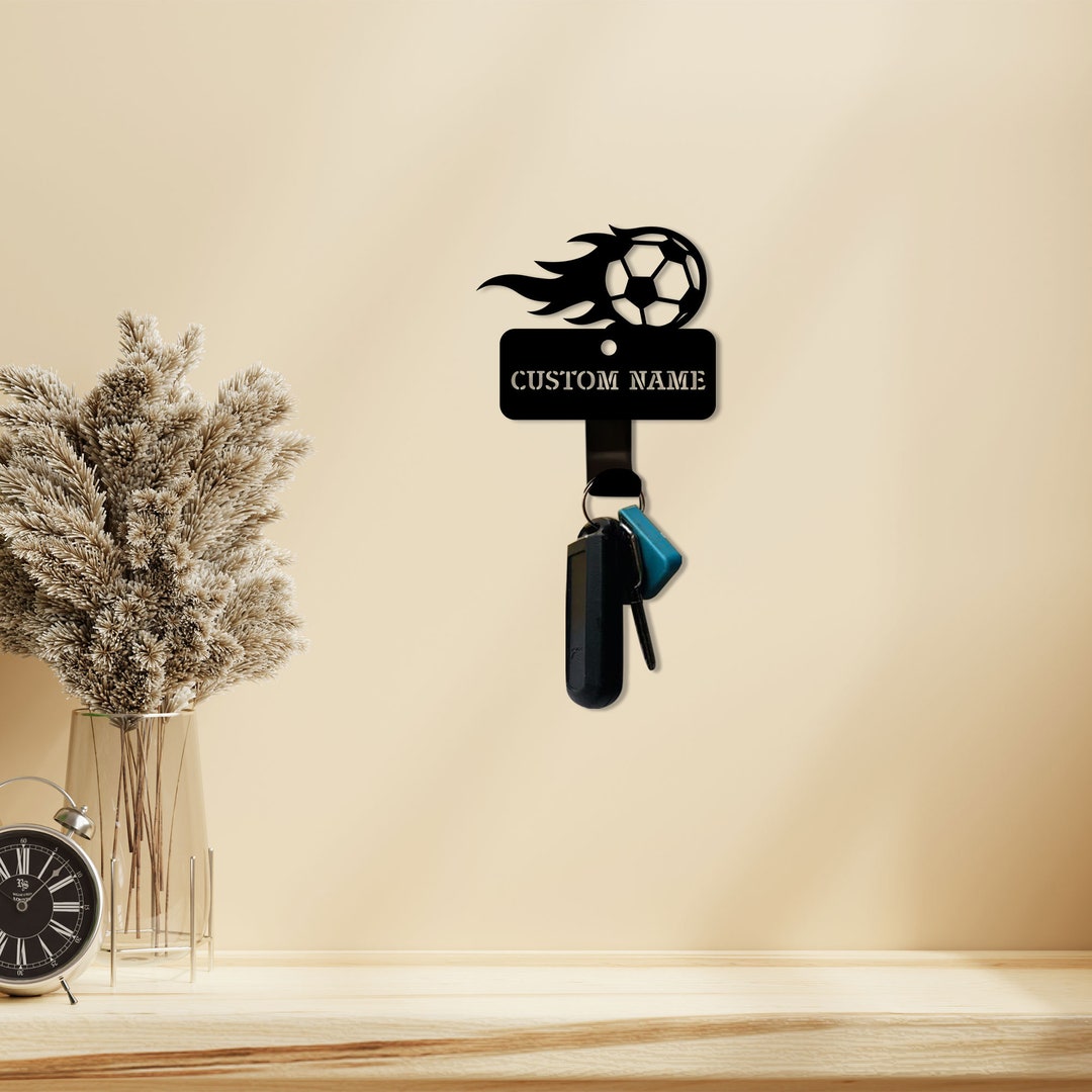 Soccer Sign, Metal Key Holder, Mini Sign, Cute Decor, Custom Key Holder ...