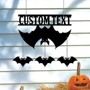 Custom Bat Metal Wind Chime, Halloween Wind Chime, Halloween Outdoor ...