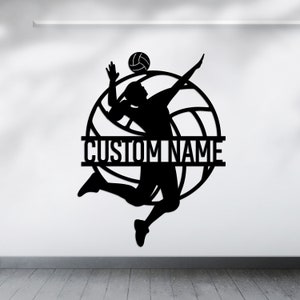 Custom Volleyball Sign, Metal Wall With LED Light, Volleyball Player ...