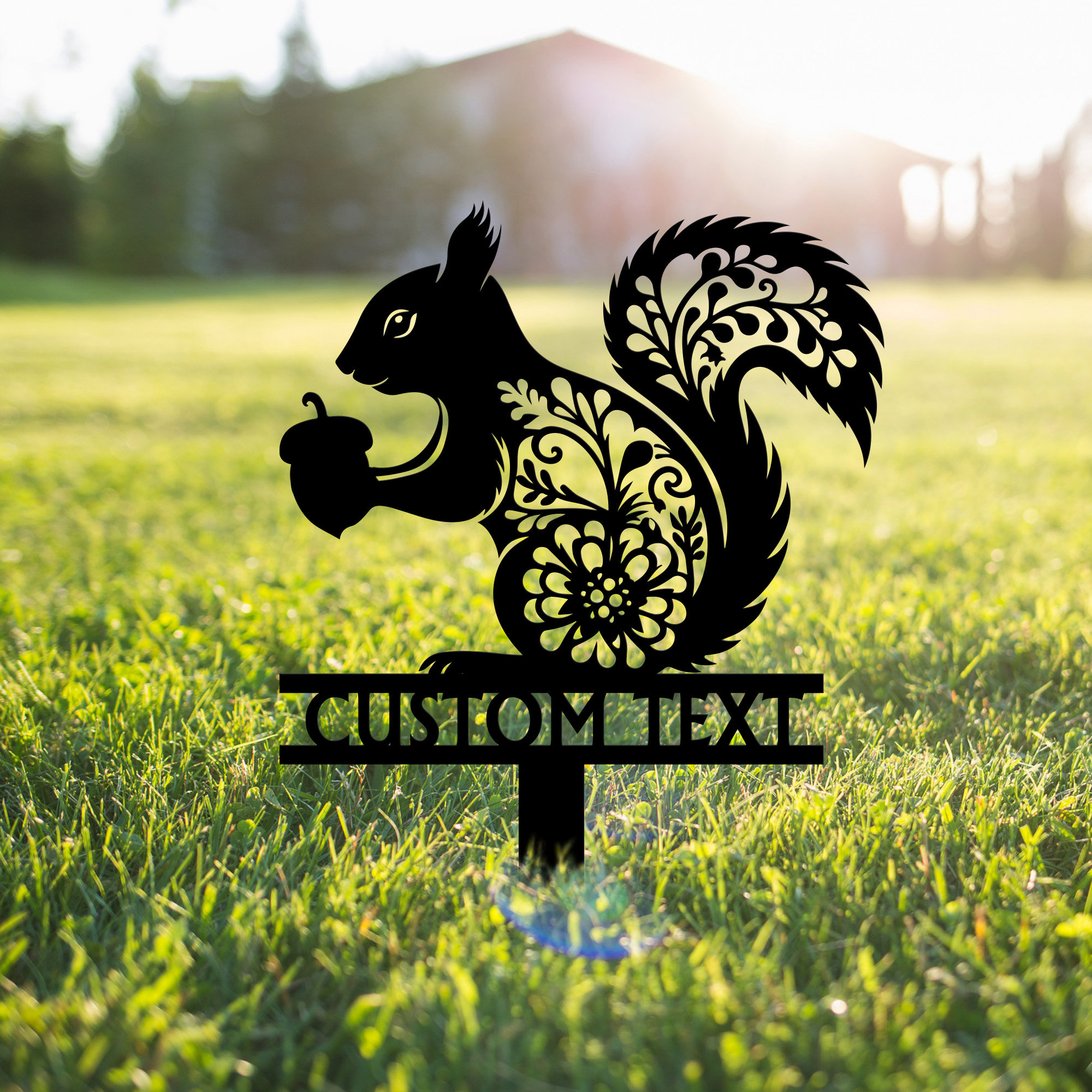 Personalized Squirrel Metal Garden Stake, Custom Squirrel Name Sign ...