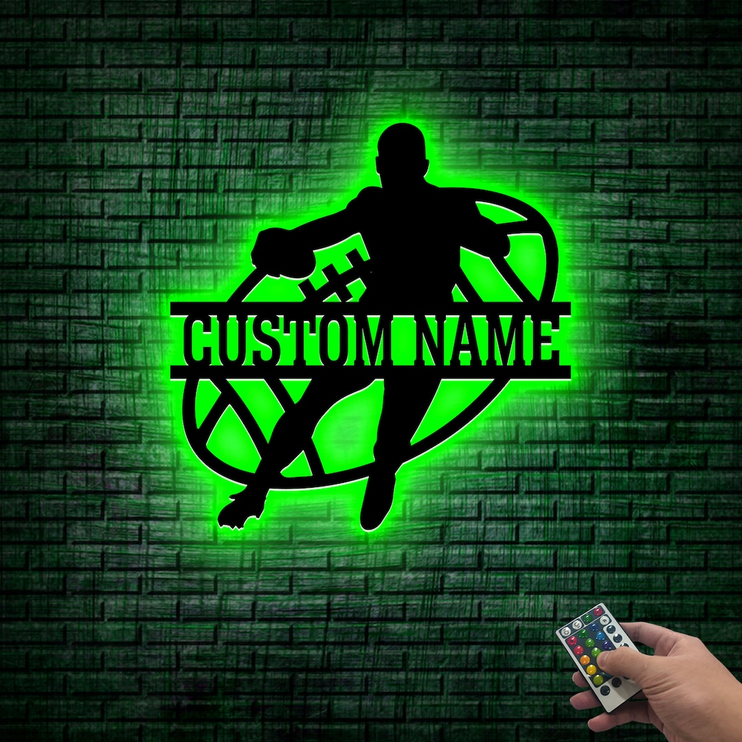 Custom Rugby Sign, Metal Wall With LED Light, Rugby Player Gift, Gift ...