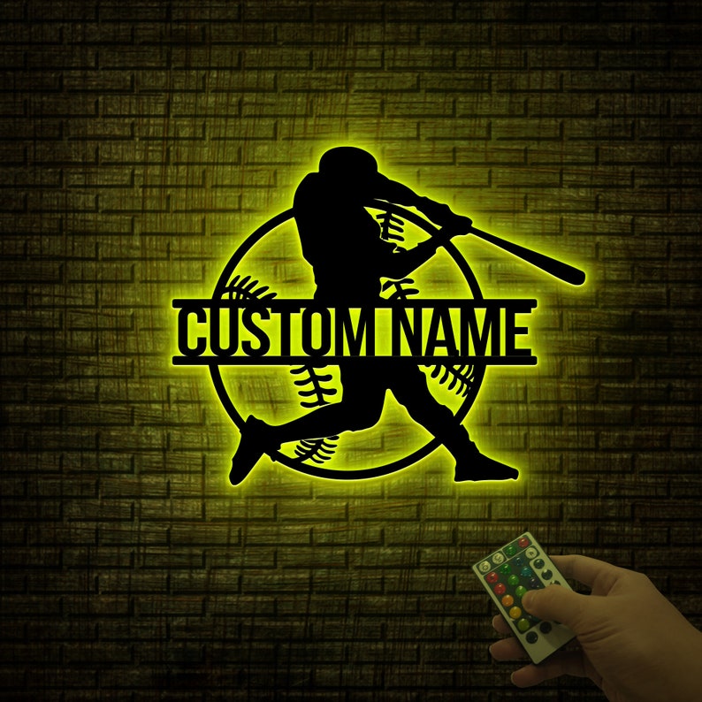 Custom Baseball Sign Metal Wall With LED Light Baseball - Etsy